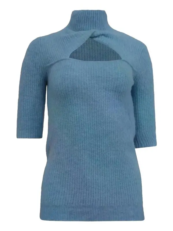 GANNI Fine-knit Cut-out Sweater - Blue