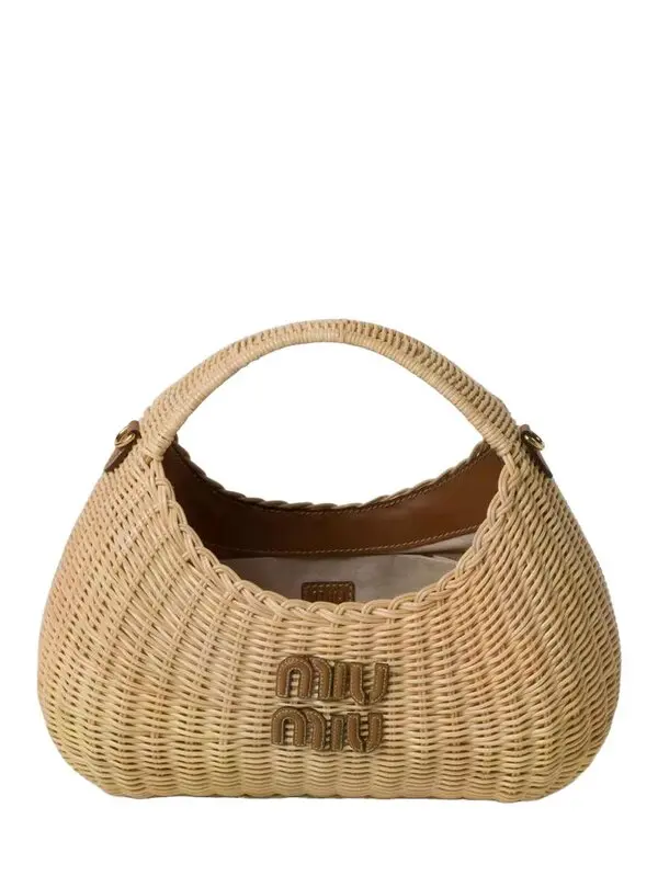 Miu Miu Wander Wicker Handbag - Neutrals