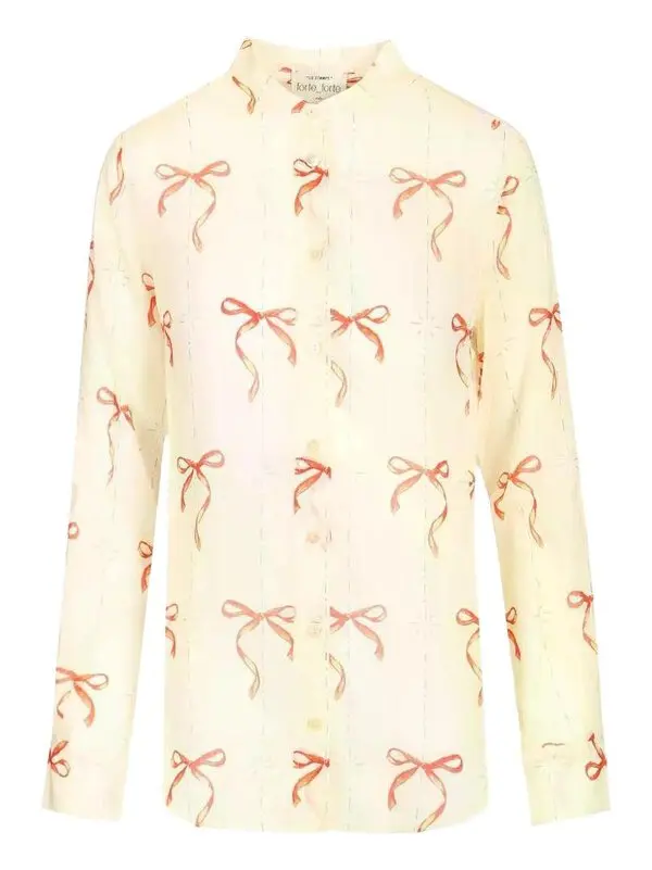 FORTE_FORTE Ribbon Printed Shirt - Neutrals