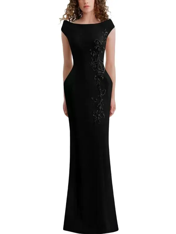 GEMY MAALOUF Bead-embellished Floral-motif Dress - Black