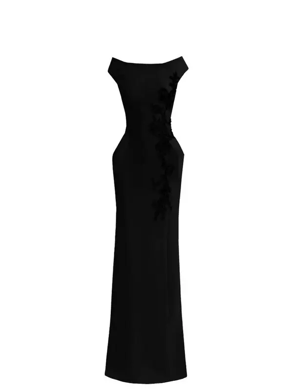 GEMY MAALOUF Bead-embellished Floral-motif Dress - Black