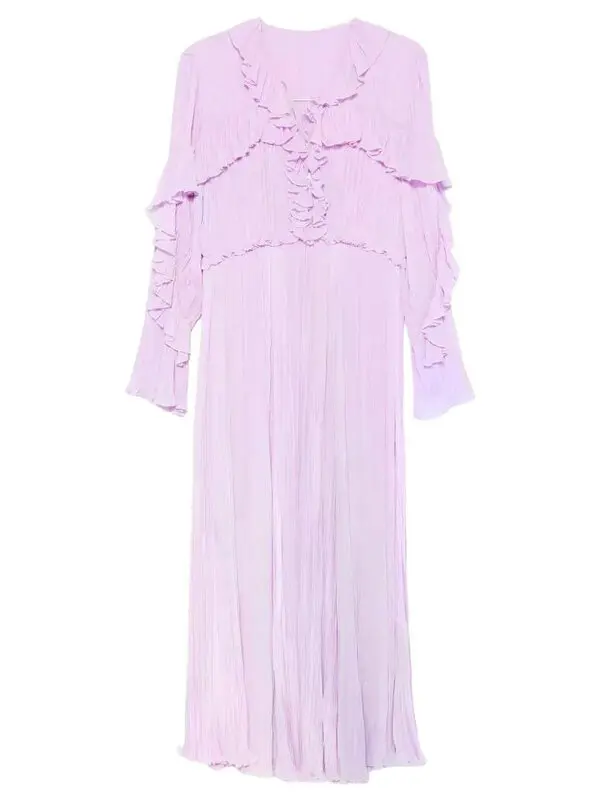 Alberta Ferretti Ruffled Pleated Maxi Dress - Purple