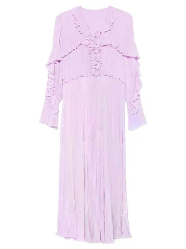 Alberta Ferretti Ruffled Pleated Maxi Dress - Purple