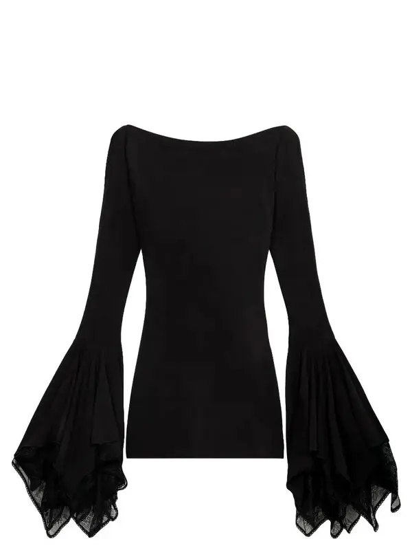 Blumarine Mini Dress With Flared Sleeves - Black