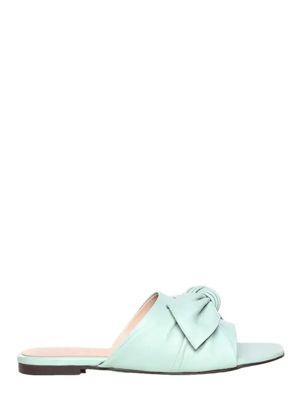 COCCINELLE Bow-detail Leather Flat Sandals - Green