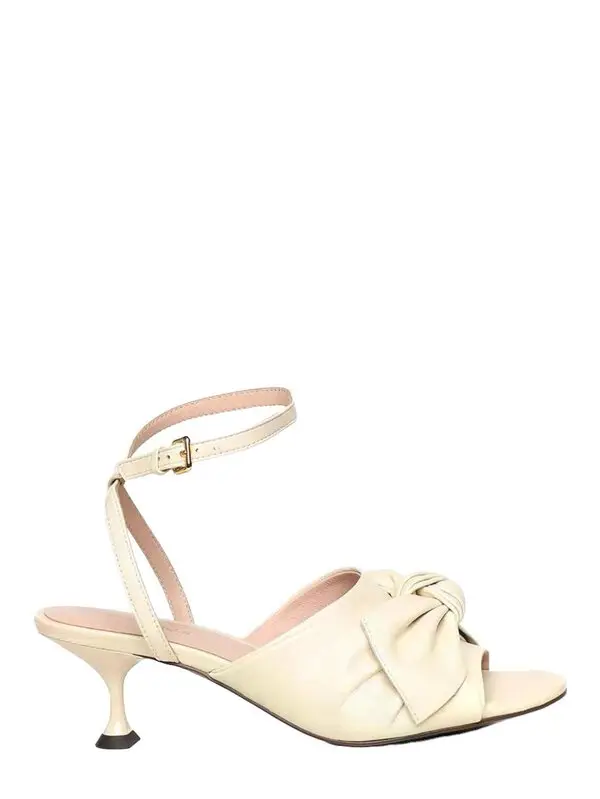 COCCINELLE Knotted Leather Kitten Heel Sandals - Neutrals