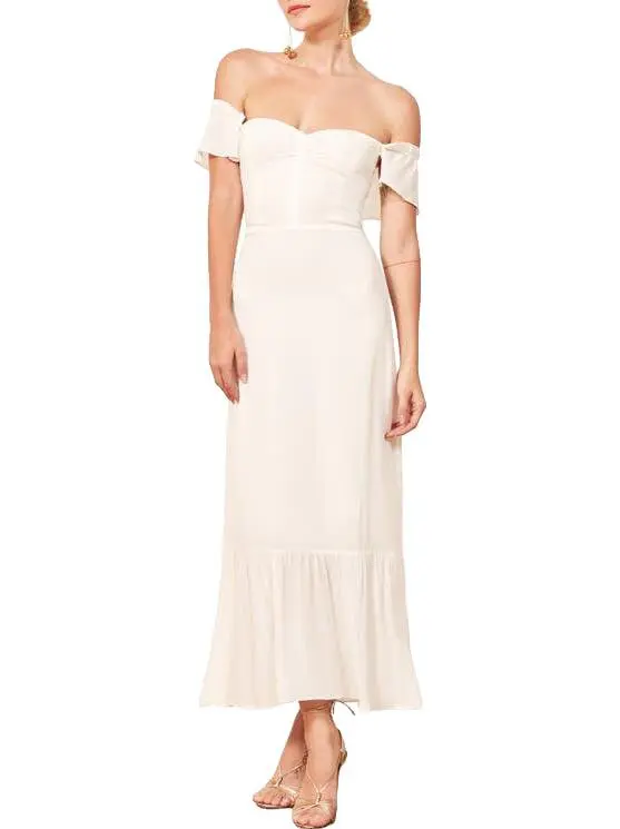 REFORMATION Off-the-shoulder Midi Dress - Ivory