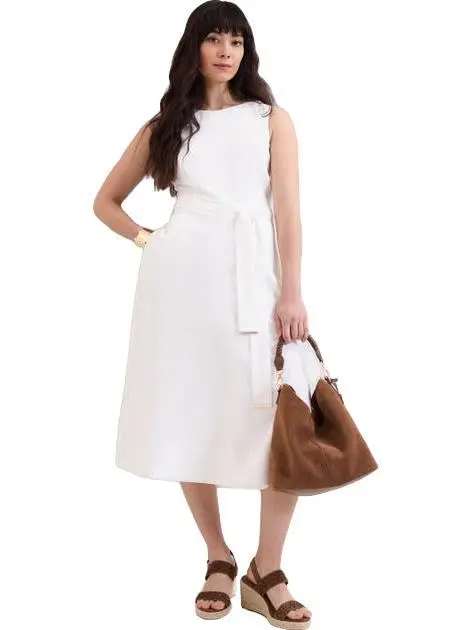 PHASE EIGHT Marta Tie Belt Midi Dress - White