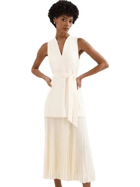 PHASE EIGHT Pia Pleated Midi Dress - Ivory
