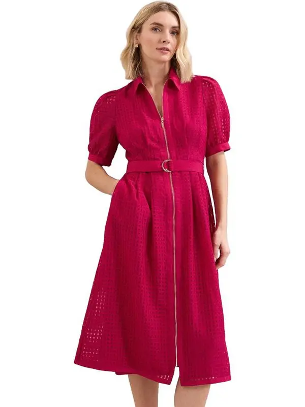 PHASE EIGHT Carey Belted Midi Shirt Dress - Pink