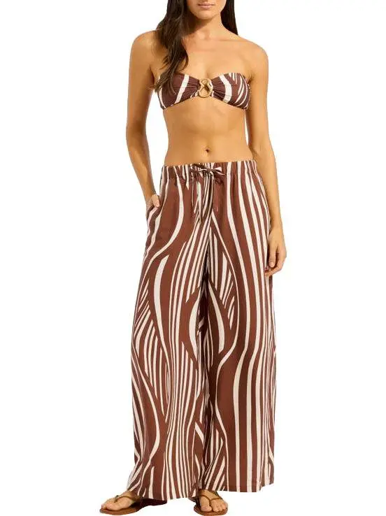 Seafolly Printed Wide-leg Pants - Cocoa