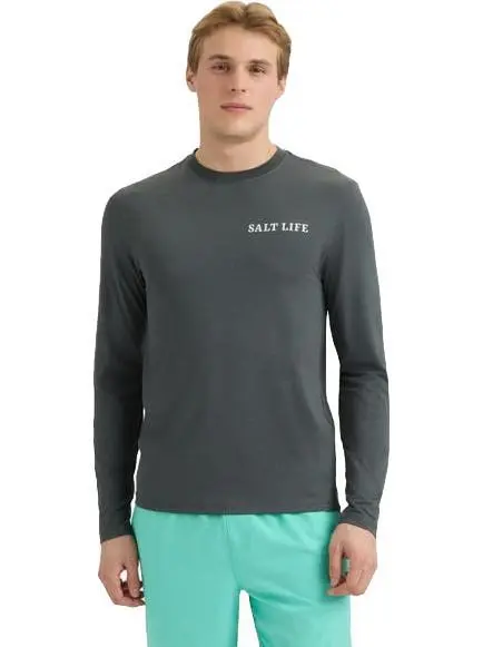 SALT LIFE Long Sleeve Slx Performance Tee - Black Heather