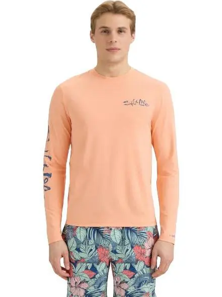 SALT LIFE Secret Spot Long Sleeve Slx Performance Tee - Grapefruit Heather