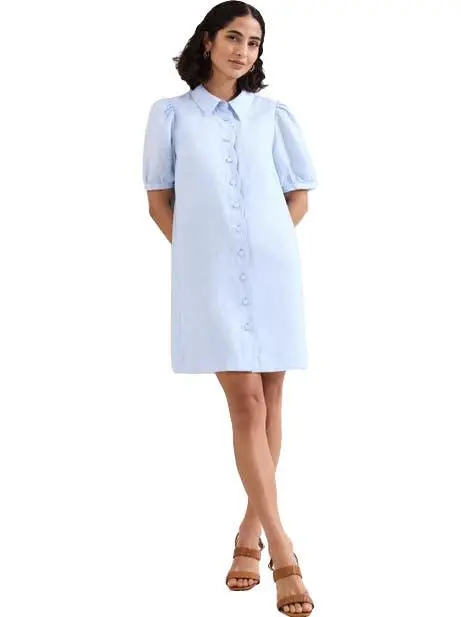 PHASE EIGHT Candice Linen Shirt Dress - Pale Blue