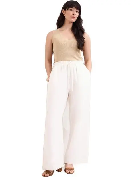 PHASE EIGHT Wide Leg Linen Trousers - White