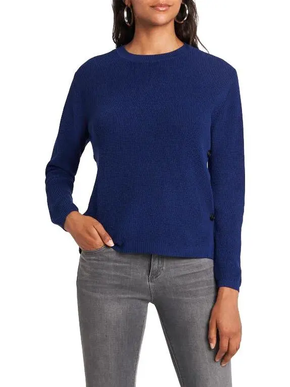 1.State Crewneck Waffle Knit Sweater - Deep Sapphire