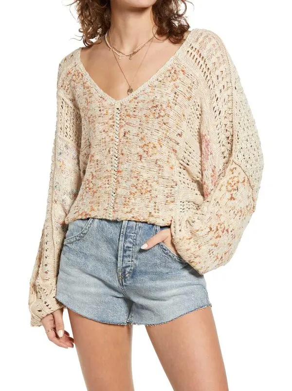 Free People Open Stitch Cotton-blend Sweater - Rain Song Combo