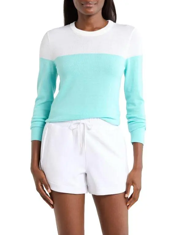 MPG Merino Wool Blend Fine-gauge Sweater - Limpet/brilliant White