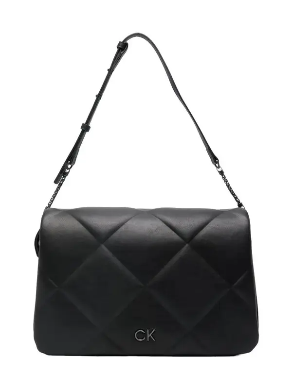 Calvin Klein Logo-plaque Quilted Shoulder Bag - Black