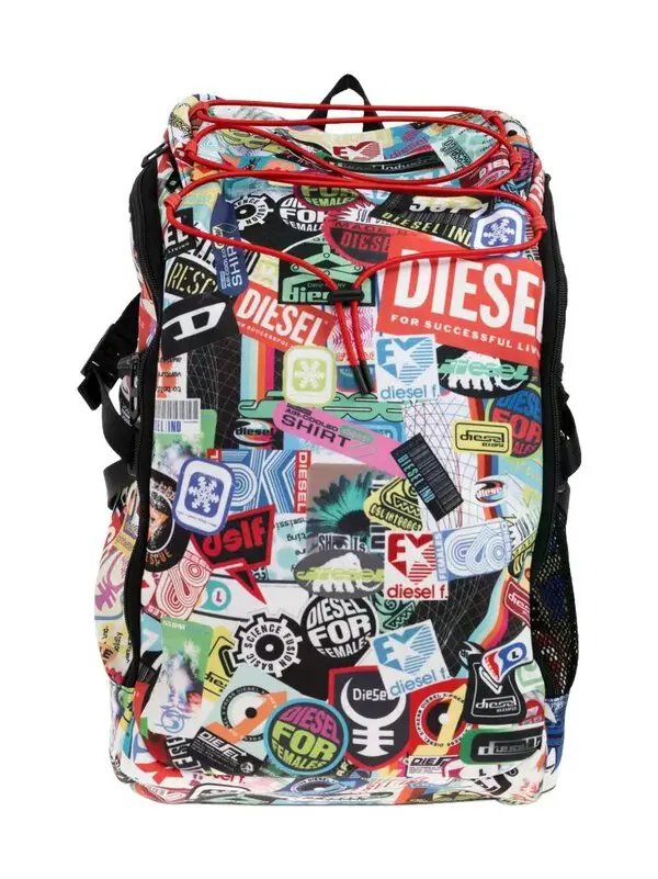 DIESEL® Logo-patch Drawstring Backpack - Red