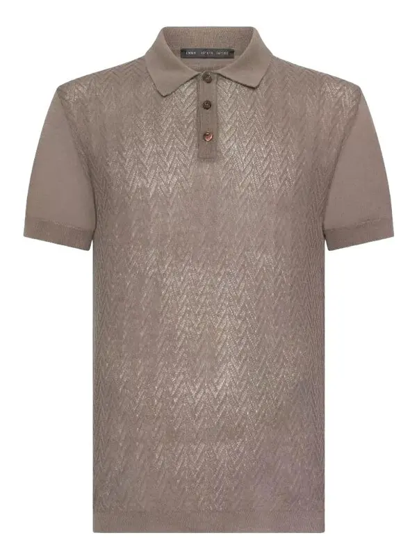 LOW BRAND Chevron-knit Polo Shirt - Neutrals