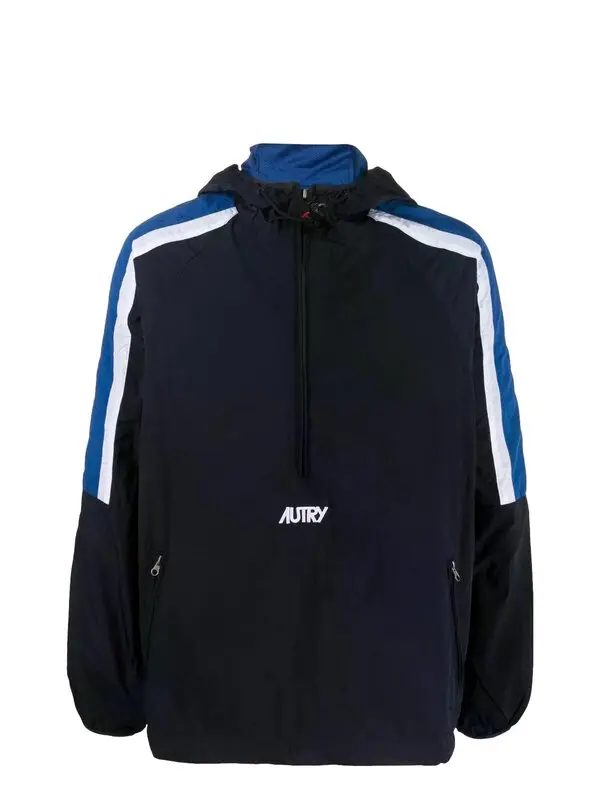 AUTRY Logo-embroidered Hooded Windbreaker - Blue
