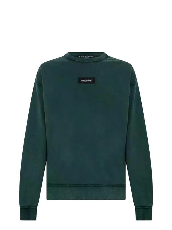 Dolce & Gabbana Logo-patch Raw-edge Sweatshirt - Green