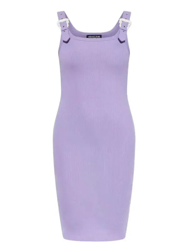 Versace Buckle-detail Ribbed Dress - Purple