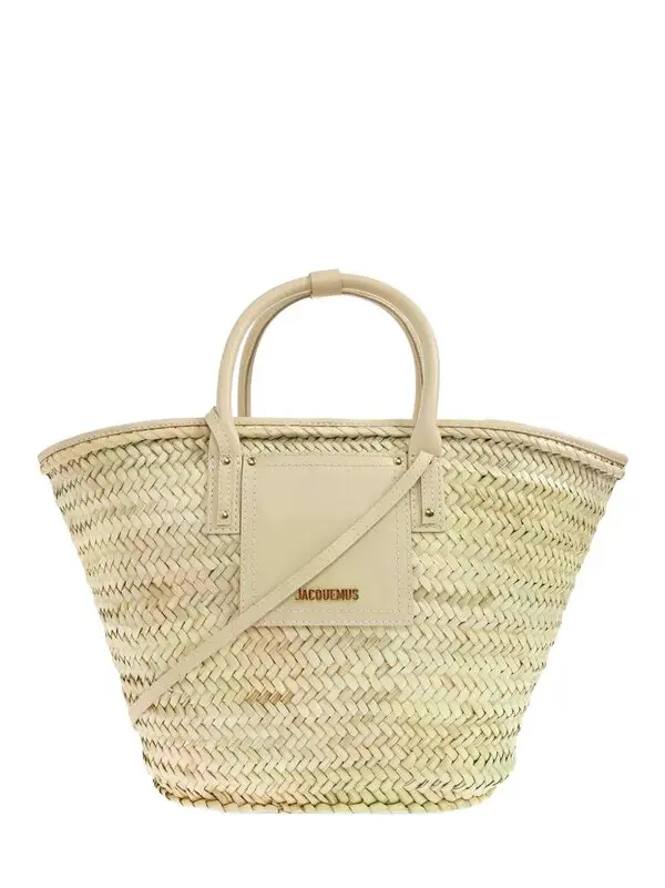 Jacquemus Soli Woven Raffia Tote Bag - Neutrals