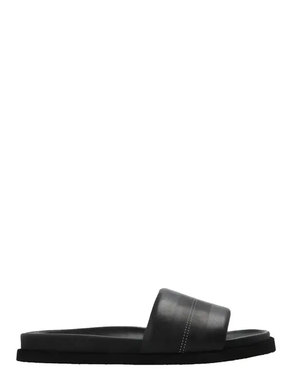Off-White Logo-print Leather Slides - Black