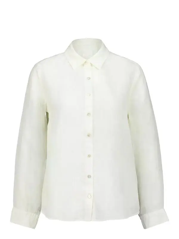 120% Lino Long-sleeve Linen Shirt - White