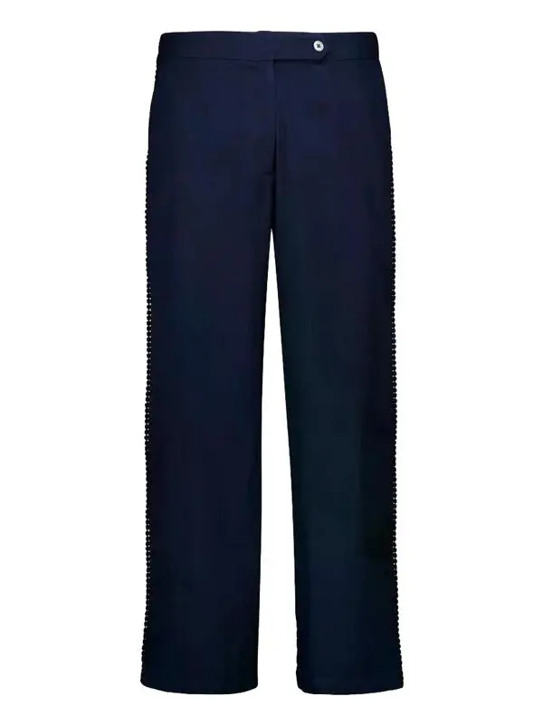 BAZISZT Crochet-trim Corniche Trousers - Blue