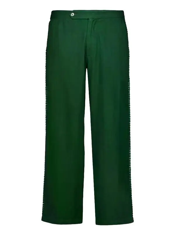BAZISZT Corniche Pom-pom Trim Trousers - Green