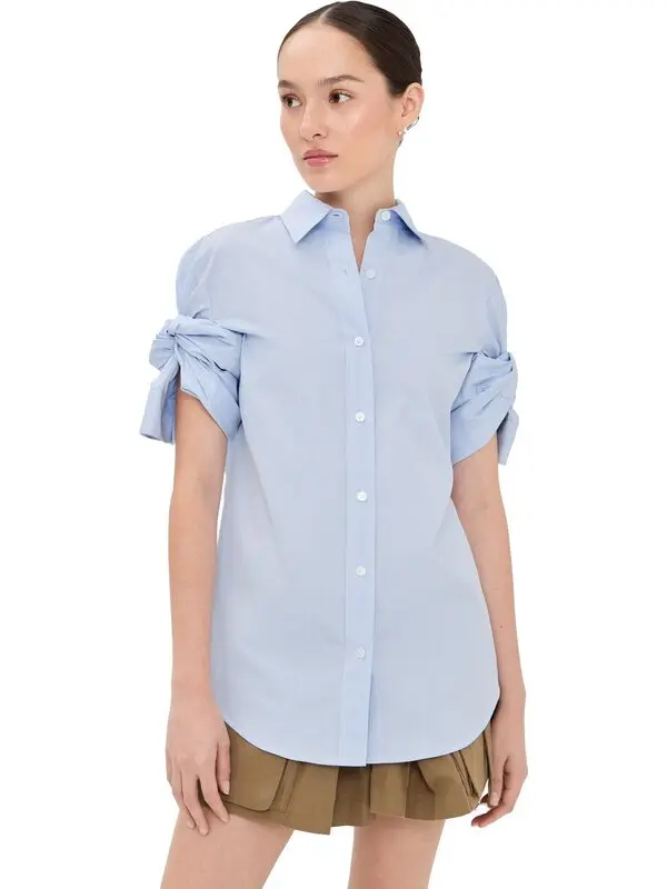 Monse Knotted Sleeve Shirt - Sky Blue