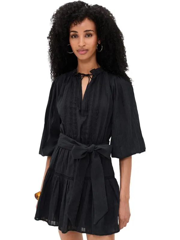 Alice + Olivia Sadie Lace Trim Mini Shirt Dress - Black