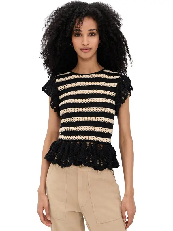 Rails Coen Top - Black Oat Stripe