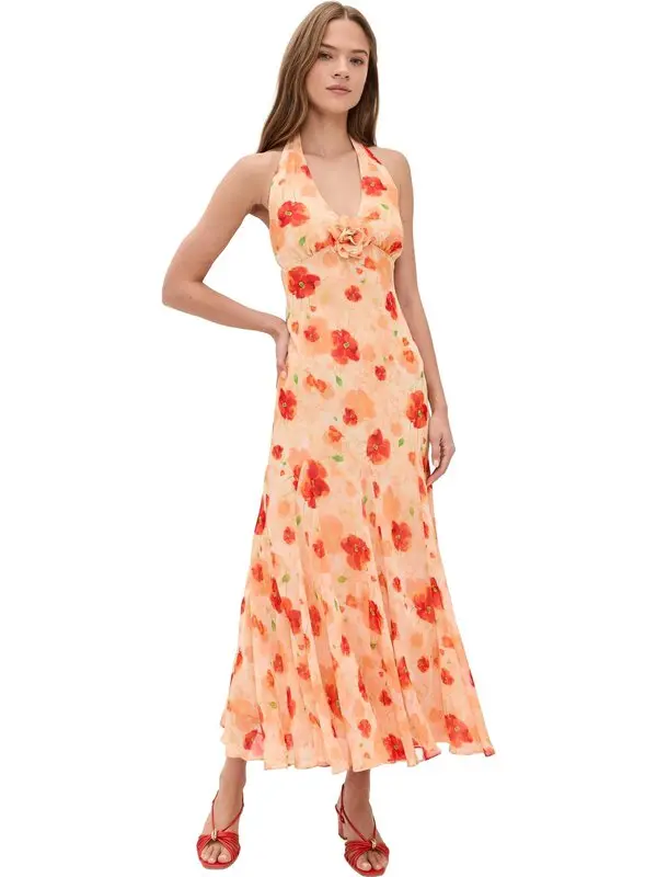 Astr The Label Yasmeen Maxi Dress - Orange Floral