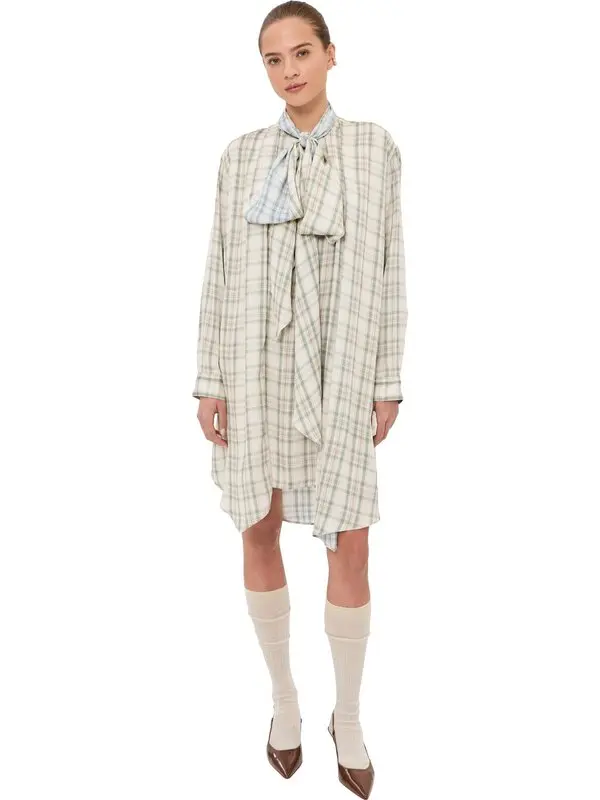 Acne Studios Check Tunic Dress - Green/blue