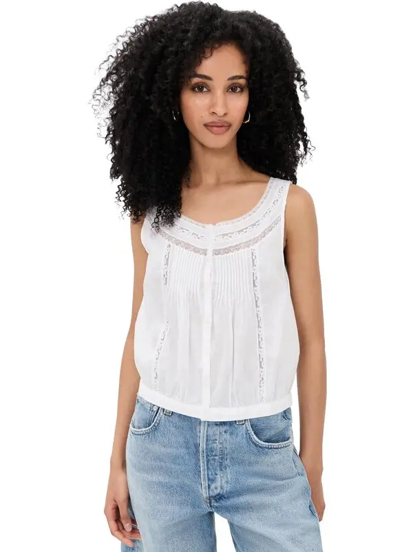 Madewell Lace-insert Pintuck Sleeveless Top - White
