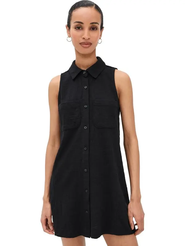 Z Supply Light Textured Mini Dress - Black