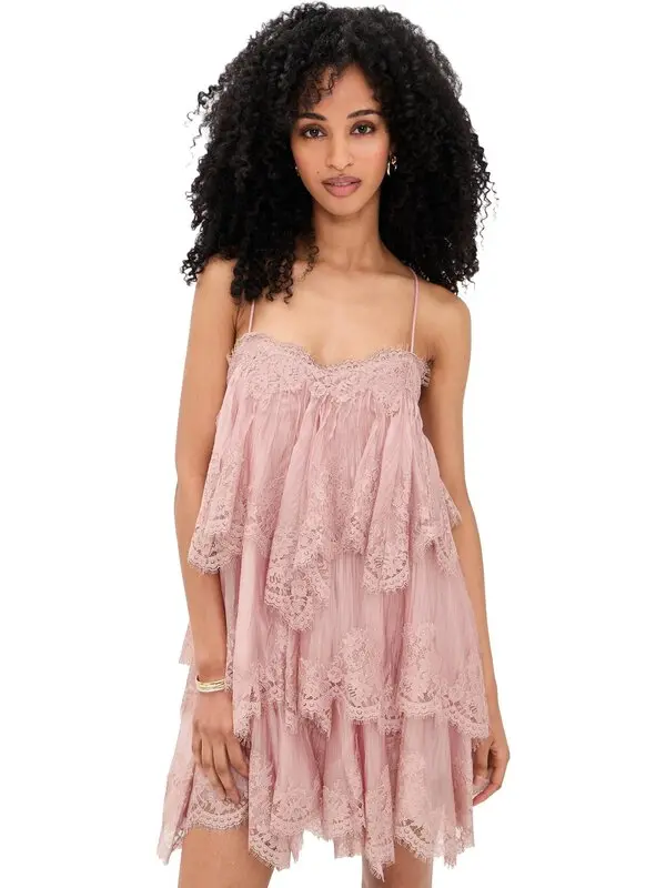 Aje Ophelia Lace Mini Dress - Fawn Pink