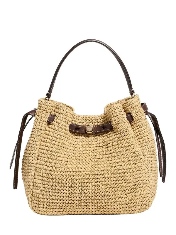 Tory Burch Romy Straw Bucket Bag - Natural