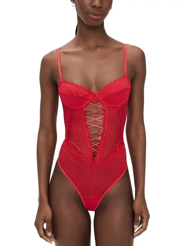 MUCCI Aryanna Thong Bodysuit - Campari