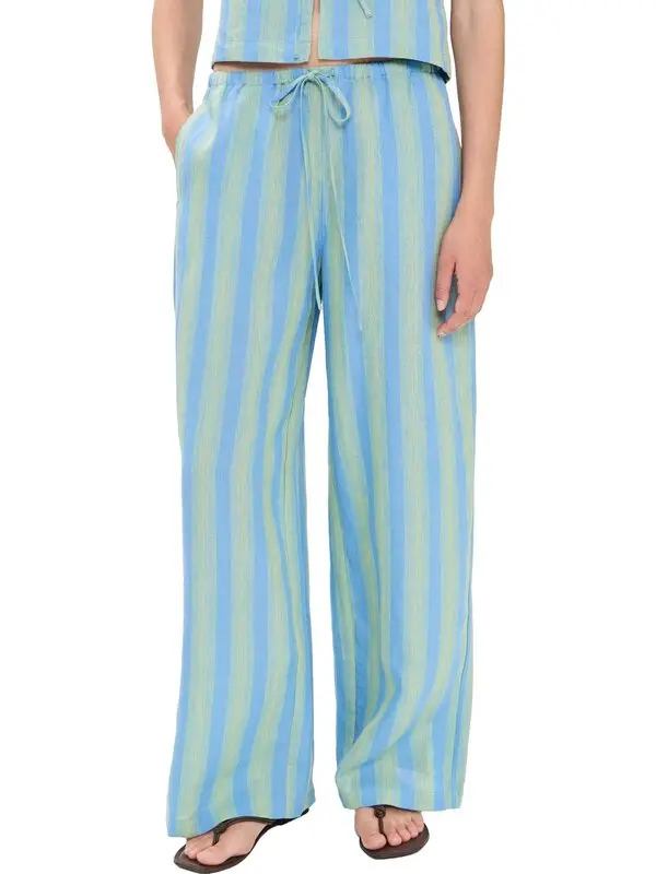 Staud Mateo Linen Pants - Seaport Stripe