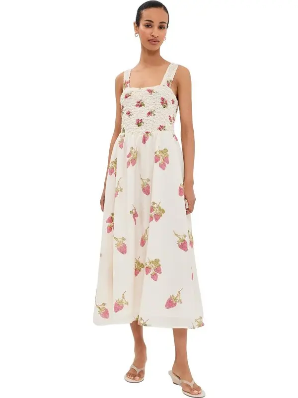 Alix Of Bohemia Kay Strawberry Dot Maxi Dress - Off-white