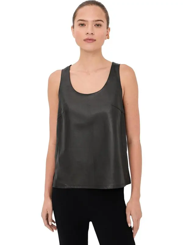 Tibi Leather Tank Top - Black
