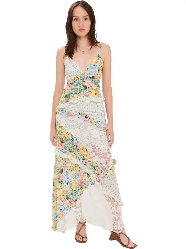 For Love & Lemons Rosalyn Maxi Dress - Yellowblue