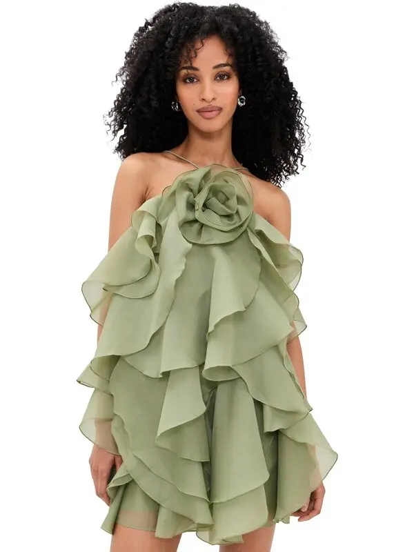 Aje Pandorea Layered Mini Dress - Moss