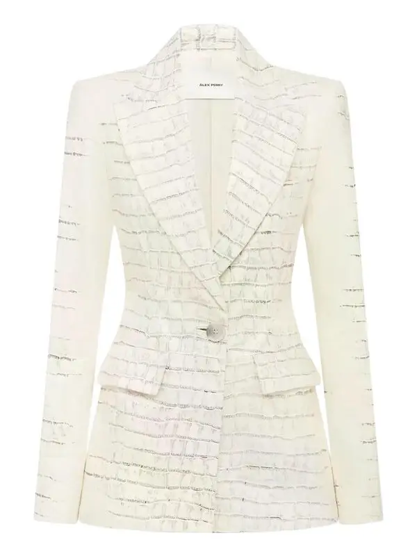 Alex Perry Croc-embossed Single-breasted Blazer - Neutrals