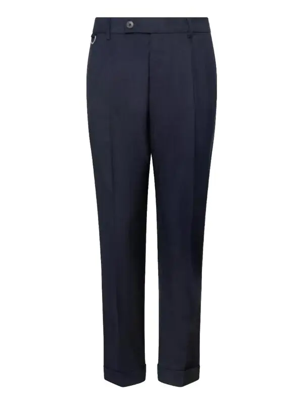 LOW BRAND Pressed-crease Turn-up Trousers - Blue